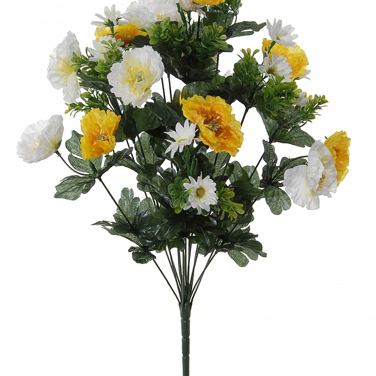 Papaver mix boeket h55cm wit/geel | Fcsl.es